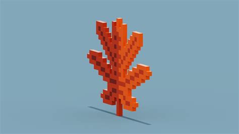 3d Model Voxel Autumn Leaf Vr Ar Low Poly Cgtrader