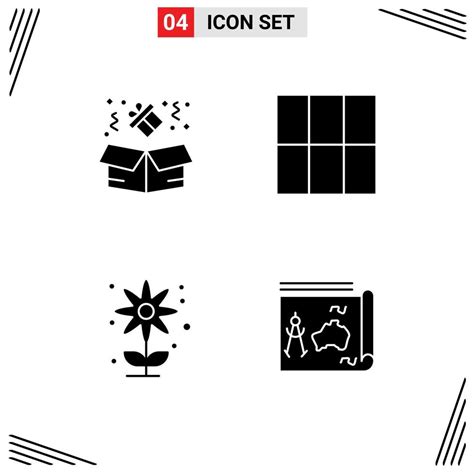 Pack Dicônes Vectorielles Stock De 4 Signes Et Symboles De Ligne Pour La Carte Danniversaire