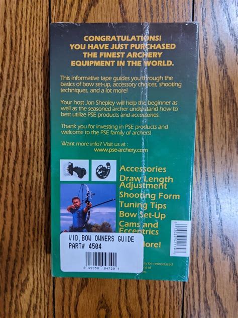 Vhs Tape Pse Bow Ownerss Guide Pse Archery Sealed Basics Of Bow Set U