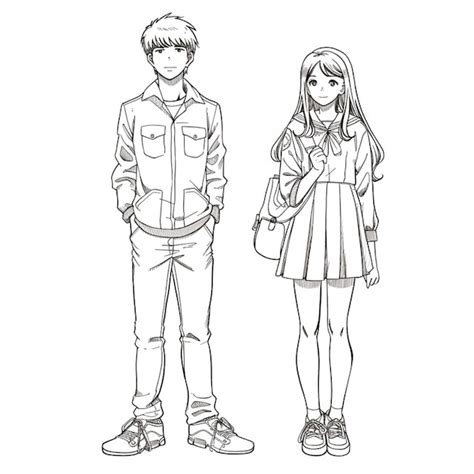 A Drawing Of A Man And A Woman Standing Next To Each Other Generative