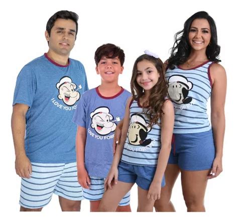 Kit Pijama Familia Feminino Masculino Curto Ver O Frete Gr Tis