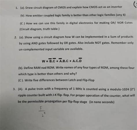Solved A Draw Circuit Diagram Of CMOS And Explain How Chegg Com