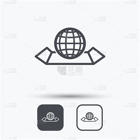 世界地图图标。全球范围内的信号。