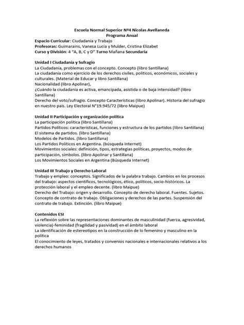 Progama De 4º Cyt Descargar Gratis Pdf Ciudadanía Sufragio