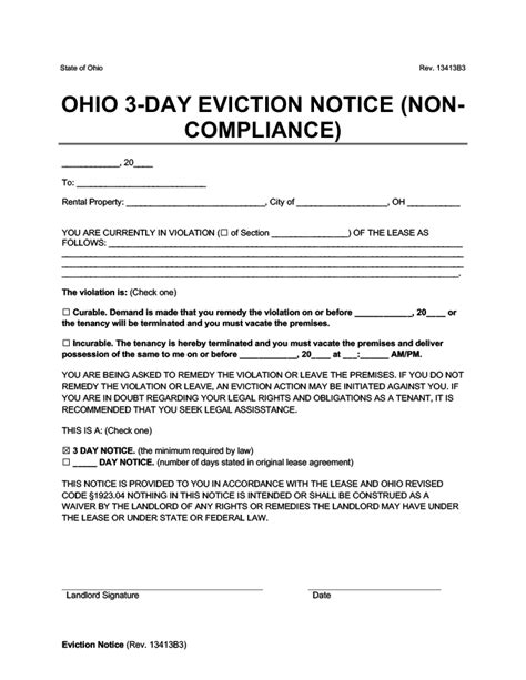 Eviction Notice Ohio Template