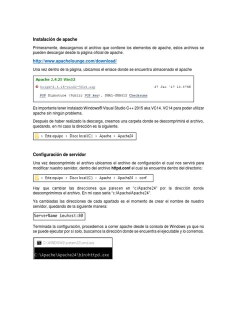 Instalación Y Configuración Del Servidor Web Apache Pdf Servidor Web Internet Y Web
