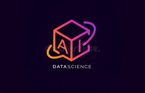 Lines D Cube Data Science AI Logo In Futuristic Neon Style For Tech Branding Machine Learning