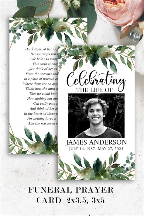 Greenery Gold Funeral Bundle Memorial Package Celebration Of Life