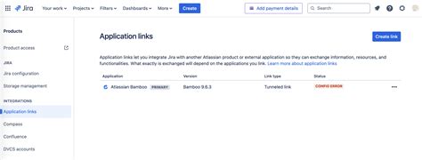 how to create an application tunnel link between bamboo data center in