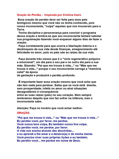 Cairo Oração Do Perdão Pdf Amor Oração