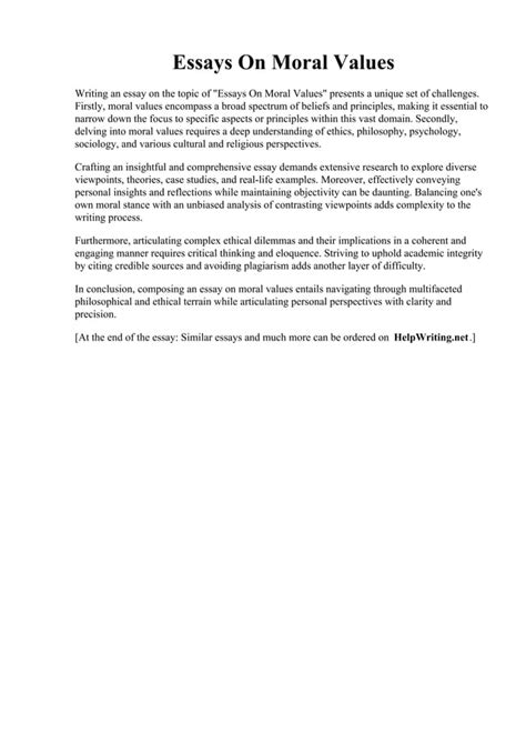 Essays On Moral Values Pdf Moral Values And Moral Values A Some