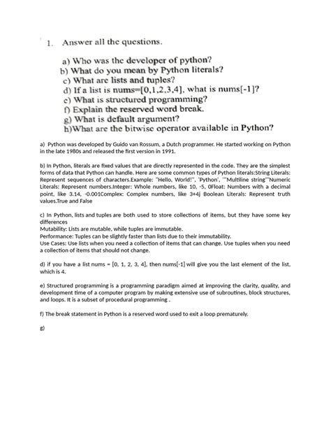 Python Question Paper Pdf