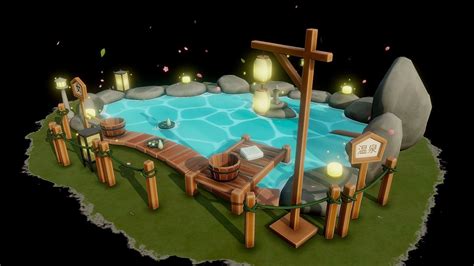 3d Model Japanese Hot Spring Vr Ar Low Poly Cgtrader