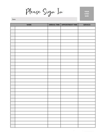 Excel Sign In Sheet Template