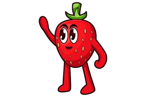 Premium Vector Cute Strawberry Character Design Illustration