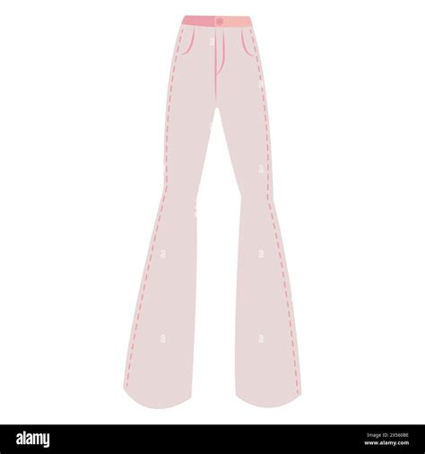 Pink Trendy Jeans In Flat Style Barbiecore Aesthetic Vector Sketch