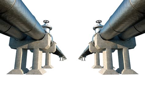 파이프 라인은 파이프를 통해 석유와 가스를 수송 흰색 배경에 격리 기술 정치 원자재 경제학 공간을 복사합니다 3d 렌더링 3d 그림 0명에 대한 스톡 사진 및 기타 이미지