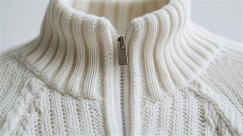 Близко К Свитеру Белой Книт С Деталью Zip Иллюстрация штока иллюстрации насчитывающей сливк