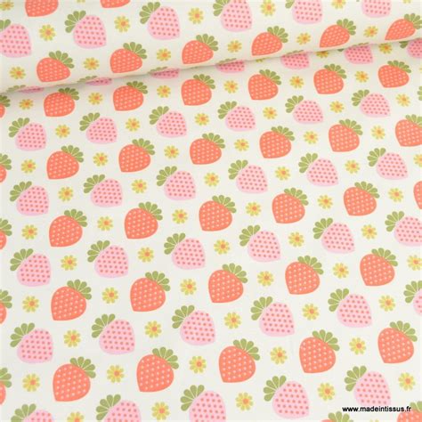 Tissu Coton Enduit Mika Motifs Fraises