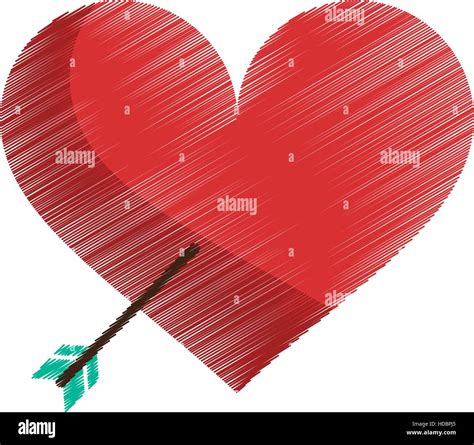Drawing Red Heart With Arrow Love Symbol Stock Vector Image Art Alamy