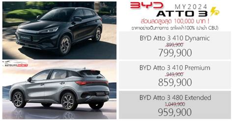 ราคาอย่างเป็นทางการ Byd Atto 3 My2024 รถไฟฟ้า100 899900