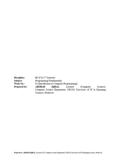 lecture no 01 [computer programming] pdf computer programming