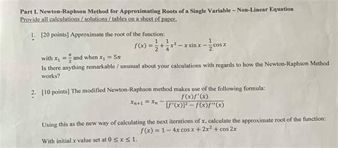 Solved Part II Solutions Of Systems Of Non Linear Equations Chegg