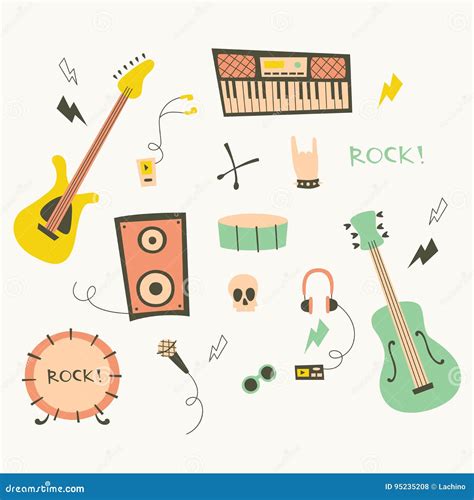 Abstract Rock Music Elements Stock Vector Illustration Of Guitar