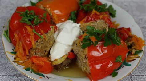 Перец фаршированный мясом и рисом вкусный рецепт Youtube
