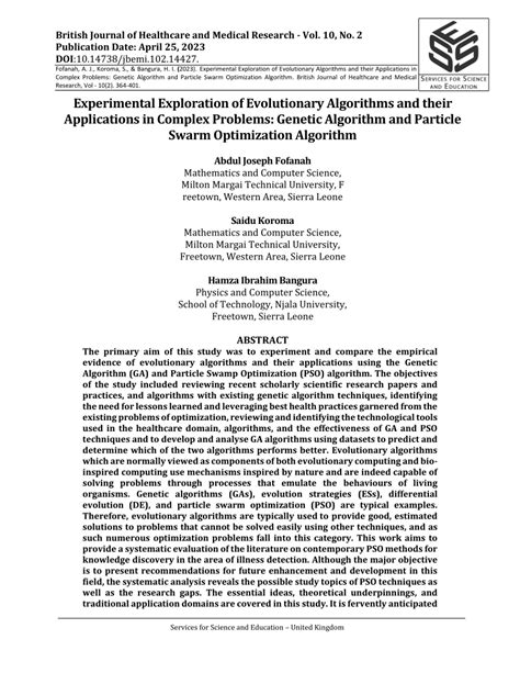 Pdf Experimental Exploration Of Evolutionary Algorithms And Their