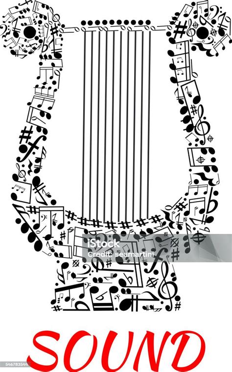 Notes And Clefs In Shape Of Lyre Stock Illustration Download Image