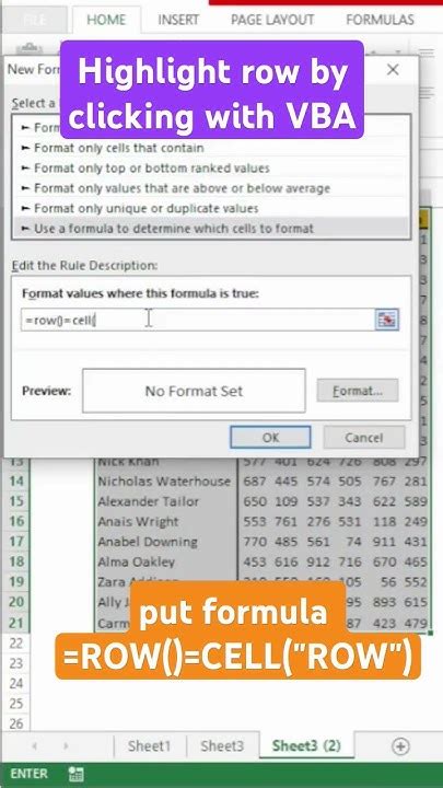 Highlight Row By Clicking With Vba Vba Excel Exceltips Advancexcel