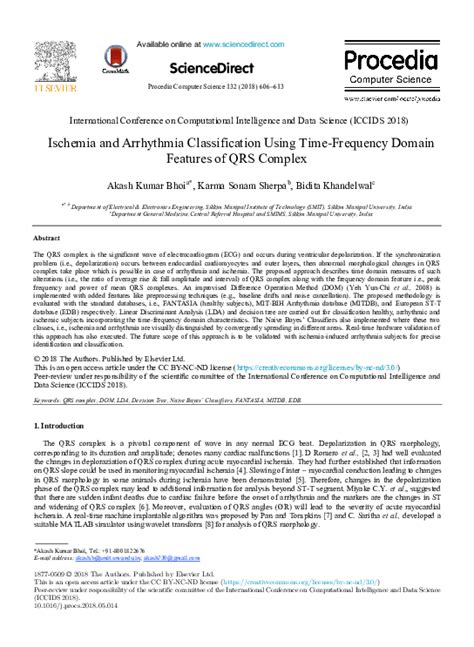 Pdf Ischemia And Arrhythmia Classification Using Time Frequency