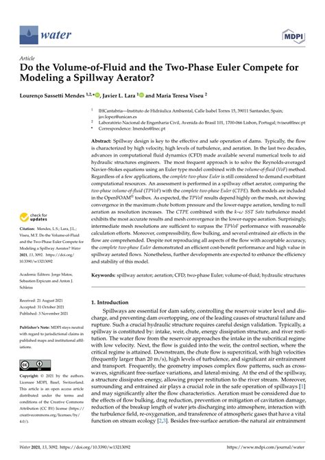 PDF Do The Volume Of Fluid And The Two Phase Euler Compete For Modeling A Spillway Aerator