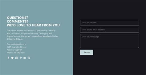 Contact Information With Form Landing Page By Nicepage