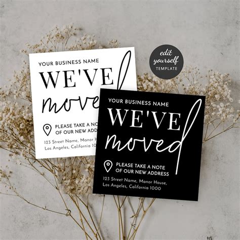 We Ve Moved Card Template Minimalist Business New Address Announcement