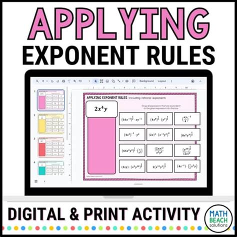 Applying Exponent Rules With Rational Exponents Activity Print And Digital