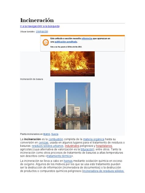 Beneficios De La Incineración De Residuos Pdf Incineración Residuos