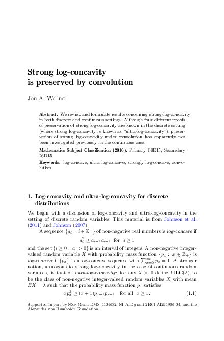 Pdf Strong Log Concavity Is Preserved By Convolution