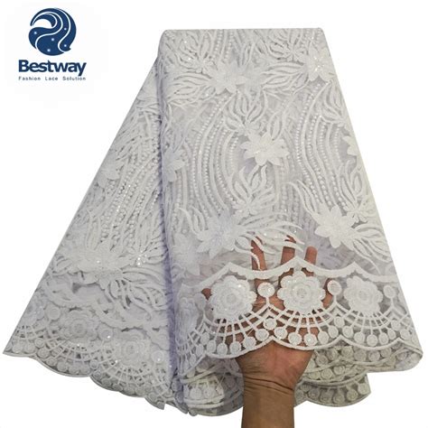 Bestway 2022最新纯白法国薄纱网绣花非洲蕾丝面料 Buy Aftican服装非洲面料白色非洲蕾丝面料 Product On