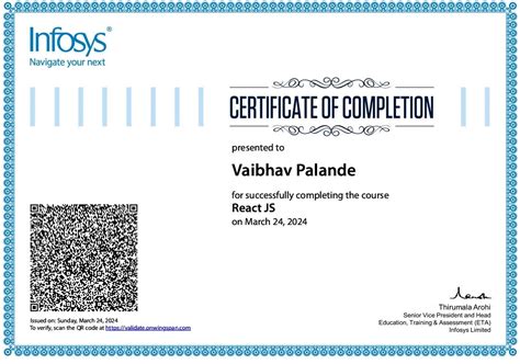 Completed Popular Frontend Tool Reactjs Course From Infosys Lex