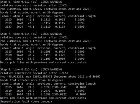 How To Avoid Lincs Core Dumped Error User Discussions Gromacs Forums