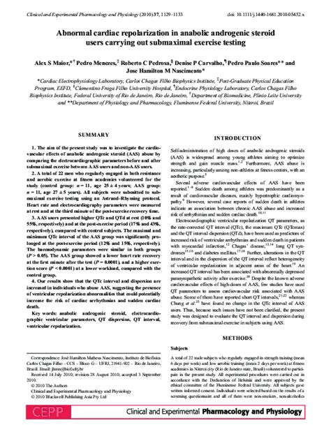 Pdf Abnormal Cardiac Repolarization In Anabolic Androgenic Steroid