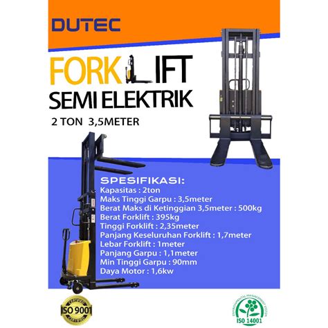 Jual Semi Electric Hand Stacker 2 Ton 3 5 Meter Shopee Indonesia