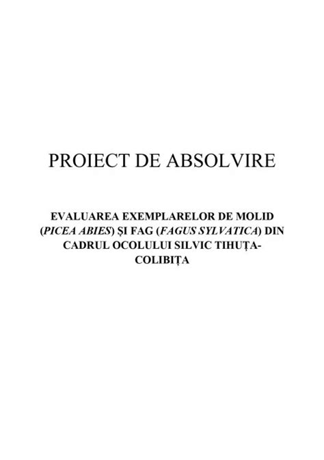 Atestat Evaluarea exemplarelor de molid Picea Abies și fag Fagus