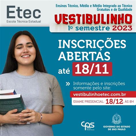 Estão abertas as inscrições para o Vestibulinho da ETEC TV Jaguari