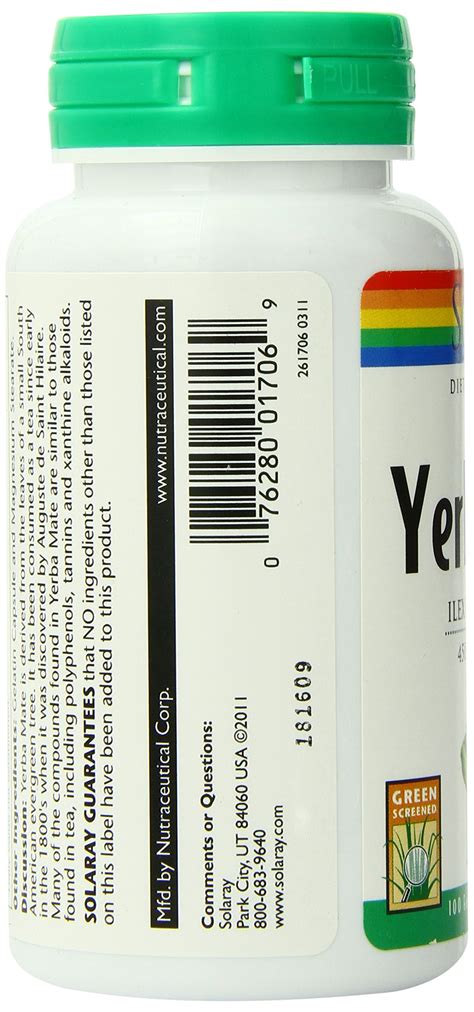 Solaray Yerba Mate Supplement 490mg 100 Count Lifeirl