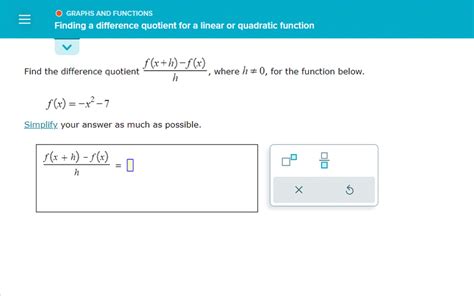 get answer ci graphs and functions finding a difference quotient