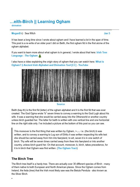 Beith Birch Learning Ogham Witchy Wisdom The Spells8 Forum Pdf Home And Garden Religion