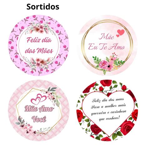 100 Adesivos Redondos Feliz Dia Das Mães 4x4cm Elo7